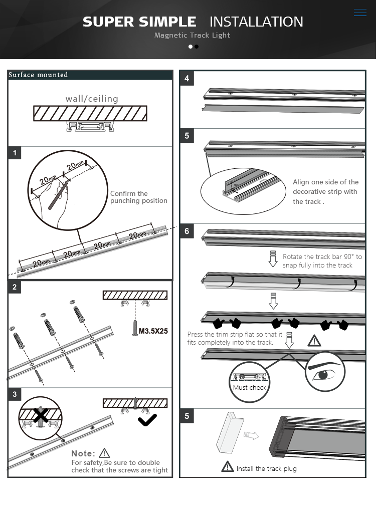 Ultra thin Magnetic Track Light SL-T20